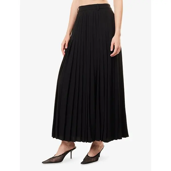 ME+EM Pleated Slit Woven Maxi Skirt