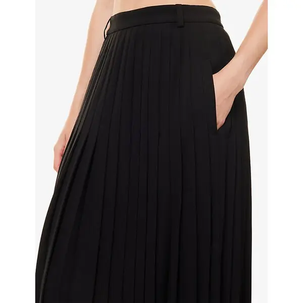 ME+EM Pleated Slit Woven Maxi Skirt