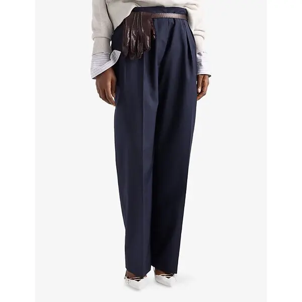 Prada Tapered-leg Mid-rise Wool-blend Trousers