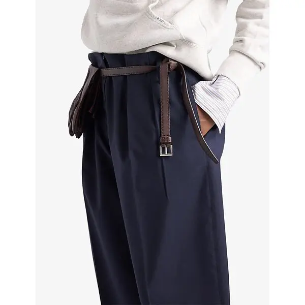 Prada Tapered-leg Mid-rise Wool-blend Trousers