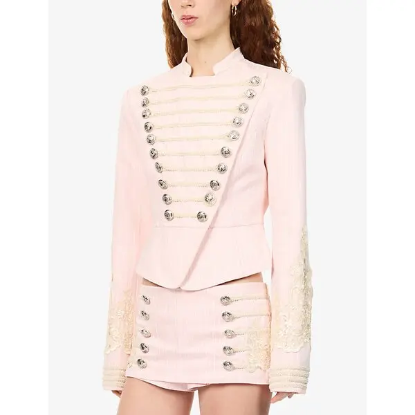 JADED LONDON Military Lace-embroidered Cotton-blend Jacket