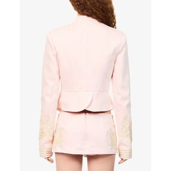 JADED LONDON Military Lace-embroidered Cotton-blend Jacket