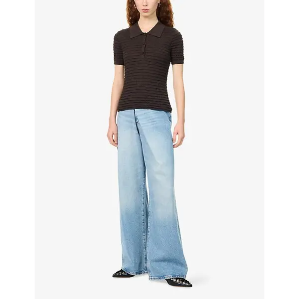 FRAME Smocked Silk And Cotton-blend Polo Shirt