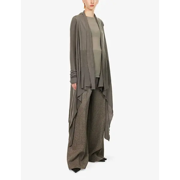 Rick Owens Draped Long Wool Cardigan