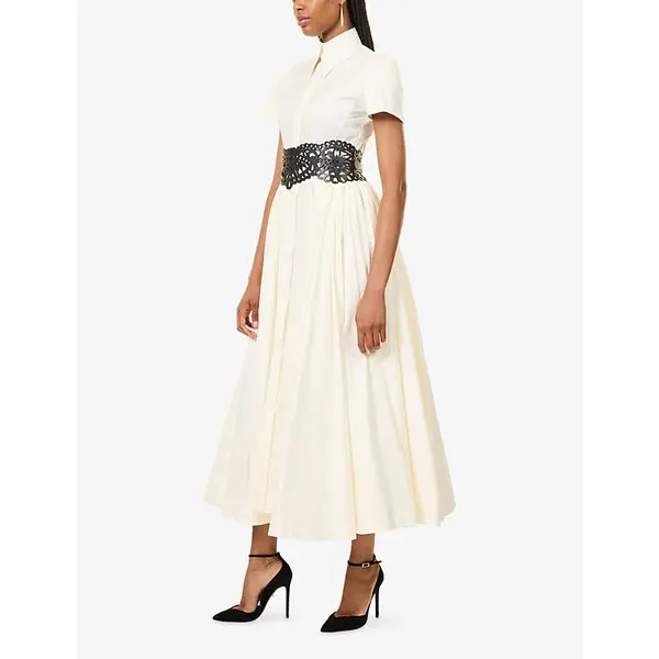 Mona Alshebil Gathered Belted Cotton Maxi Dress