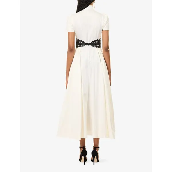 Mona Alshebil Gathered Belted Cotton Maxi Dress