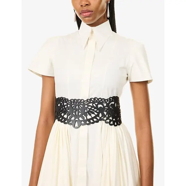Mona Alshebil Gathered Belted Cotton Maxi Dress