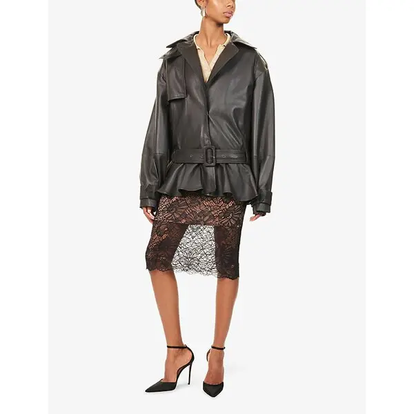 ROTATE BY BIRGER CHRISTENSEN Relaxed-fit Leather Biker Jacket