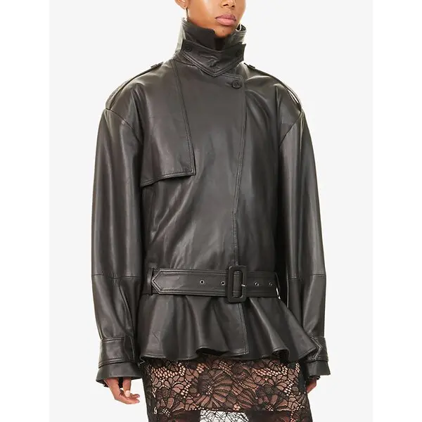 ROTATE BY BIRGER CHRISTENSEN Relaxed-fit Leather Biker Jacket