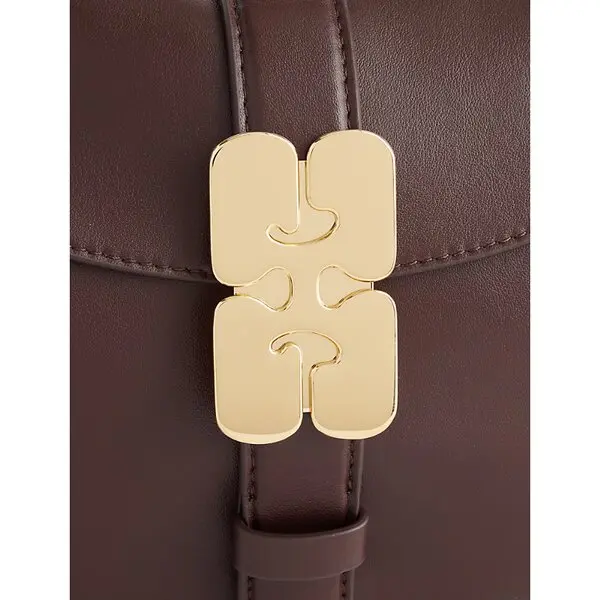 GANNI B-kat Leather Shoulder Bag - Chicory Coffee