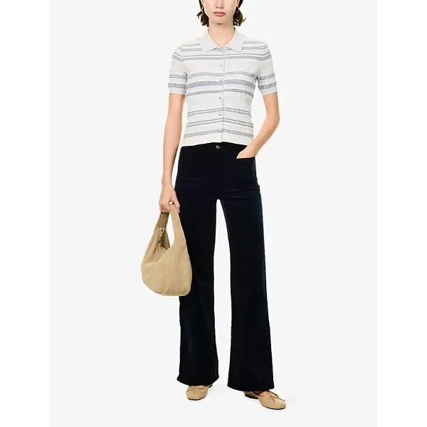 FRAME Palazzo Wide-leg Cotton-blend Corduroy Trousers - Navy