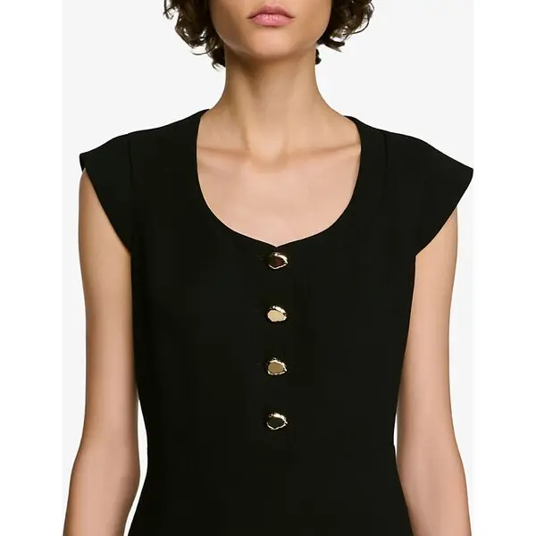 Sandro Button-front Flared-hem Crepe Mini Dress
