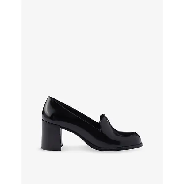 Prada Brushed Leather Heeled Loafers