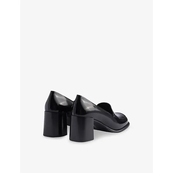Prada Brushed Leather Heeled Loafers