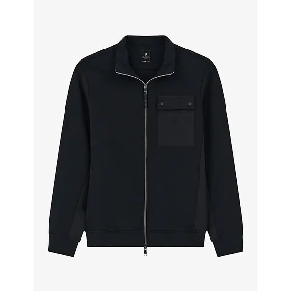 Boggi Milano Patch-pocket Zipped Cotton-blend Sweatshirt