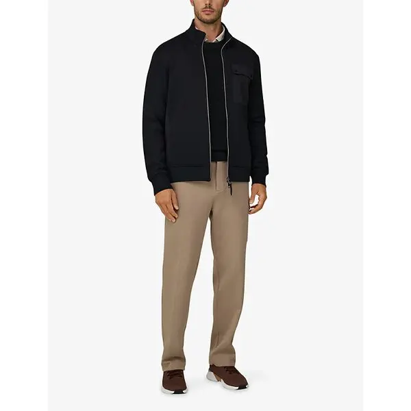 Boggi Milano Patch-pocket Zipped Cotton-blend Sweatshirt