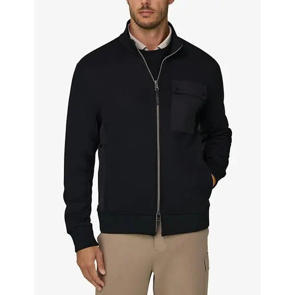 Boggi Milano Patch-pocket Zipped Cotton-blend Sweatshirt