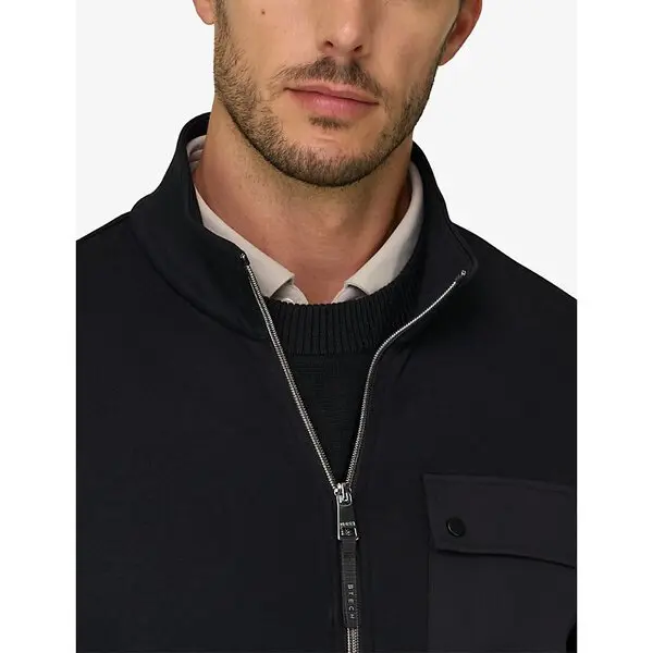 Boggi Milano Patch-pocket Zipped Cotton-blend Sweatshirt
