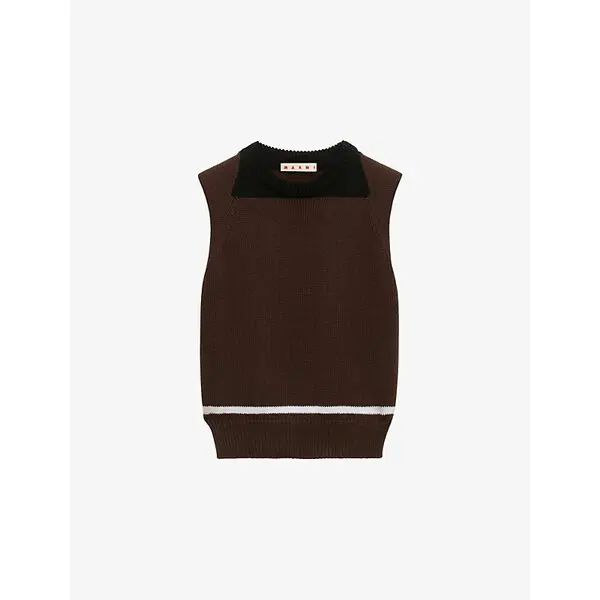 Marni Contrast Neck Panel Knitted Vest