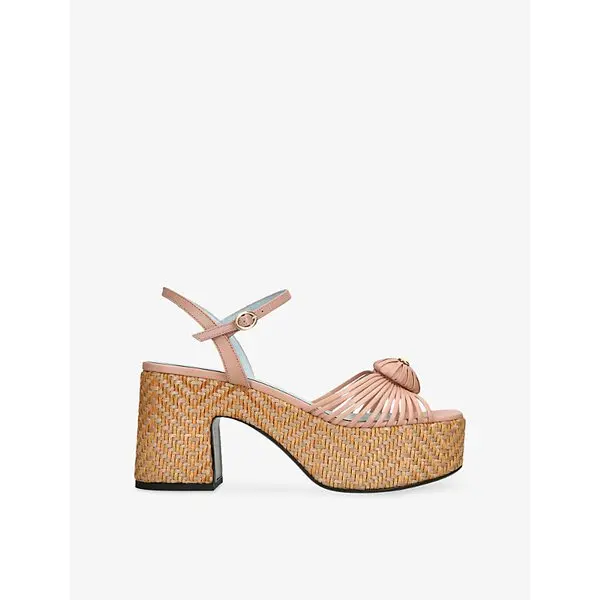 Valentino Garavani Cœur Royal 80 Leather And Raffia Platform Sandals