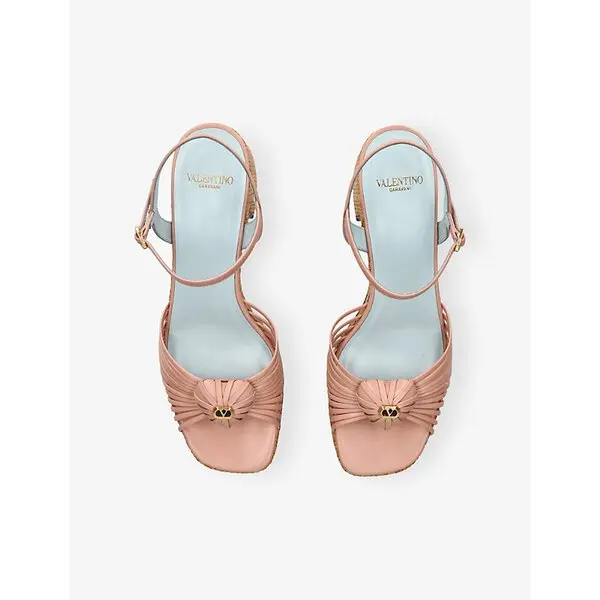 Valentino Garavani Cœur Royal 80 Leather And Raffia Platform Sandals