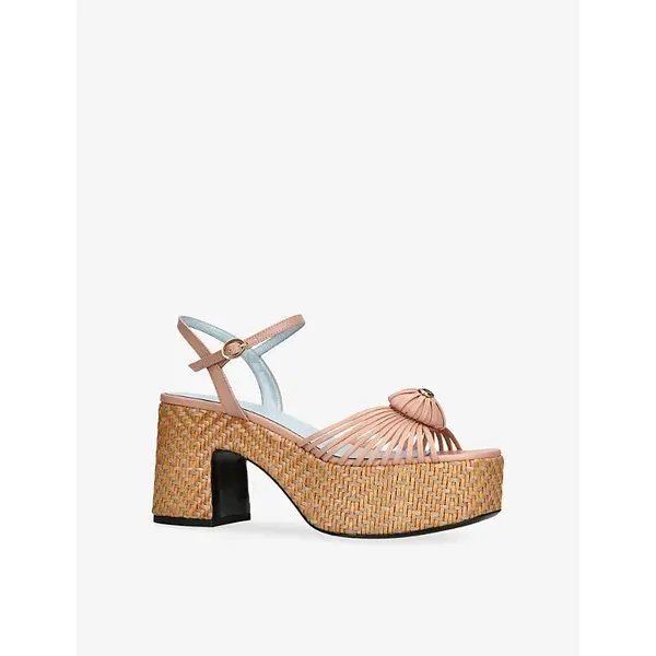 Valentino Garavani Cœur Royal 80 Leather And Raffia Platform Sandals