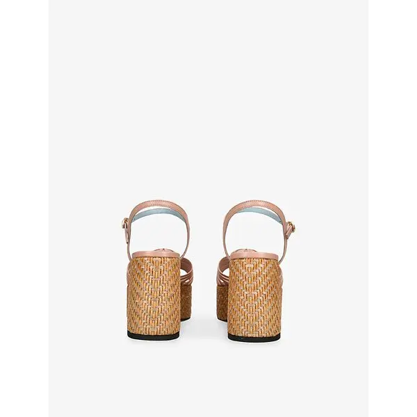 Valentino Garavani Cœur Royal 80 Leather And Raffia Platform Sandals
