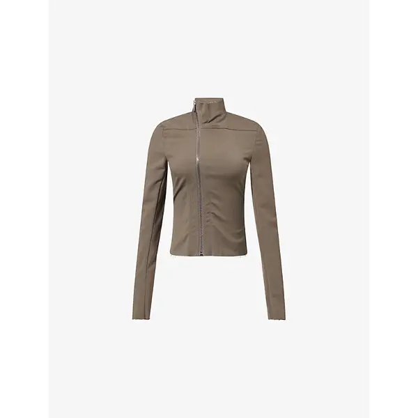 Rick Owens Asymmetrical Zip Wool Blend Jacket - Dust
