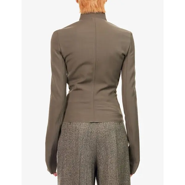Rick Owens Asymmetrical Zip Wool Blend Jacket - Dust