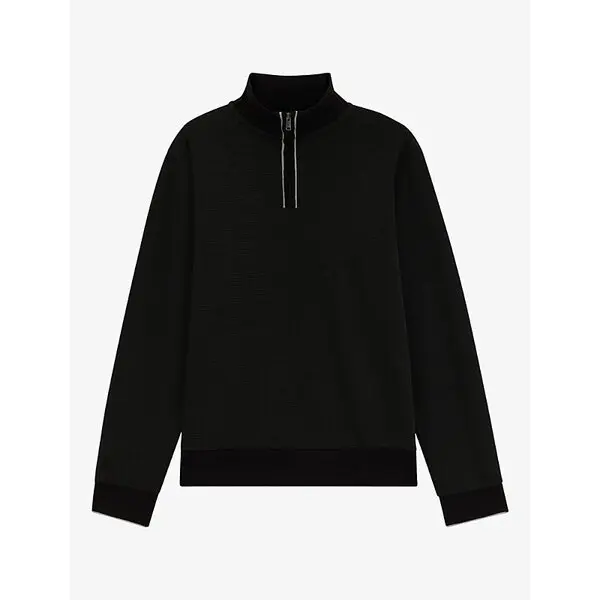 BOSS Funnel-neck Half-zip Cotton Sweatshirt