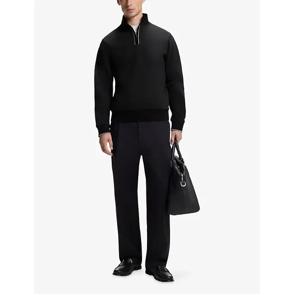 BOSS Funnel-neck Half-zip Cotton Sweatshirt