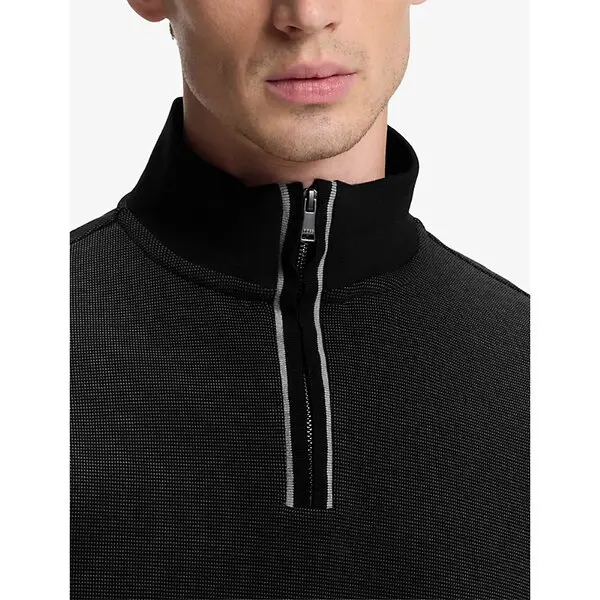 BOSS Funnel-neck Half-zip Cotton Sweatshirt
