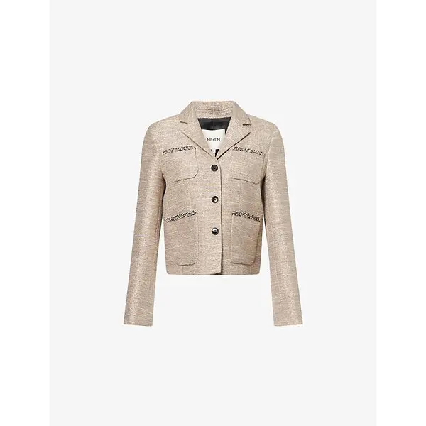 ME+EM Cropped Patch-pocket Cotton-blend Jacket - Gold Multi