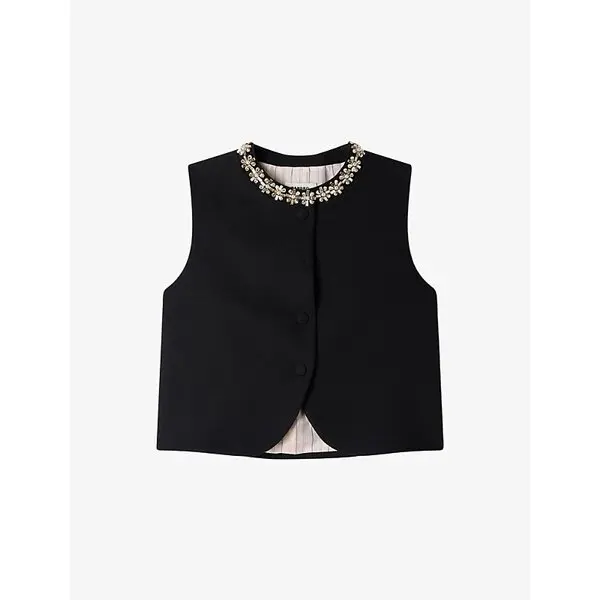 Sandro Sleeveless Jewel-neck Wool Jacket
