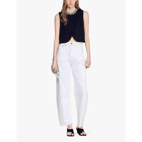 Sandro Sleeveless Jewel-neck Wool Jacket