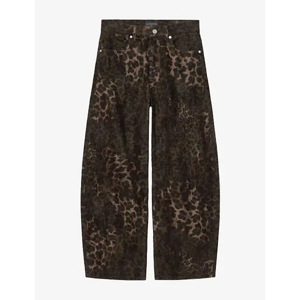 ALLSAINTS Sadie Leopard-print Barrel-leg Denim Jeans