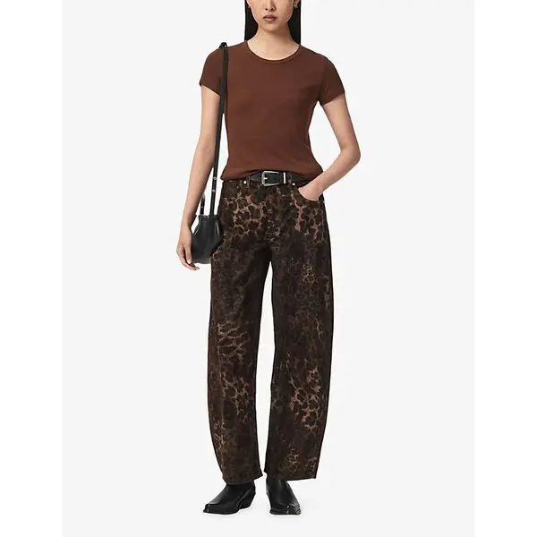 ALLSAINTS Sadie Leopard-print Barrel-leg Denim Jeans