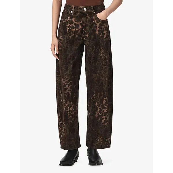 ALLSAINTS Sadie Leopard-print Barrel-leg Denim Jeans