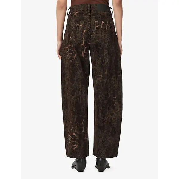 ALLSAINTS Sadie Leopard-print Barrel-leg Denim Jeans