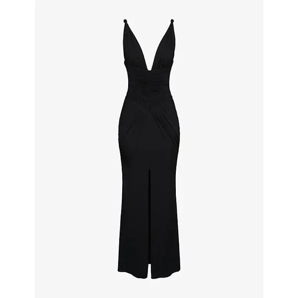 House Of Cb Tabitha Maxi Dress With Front Split - Black