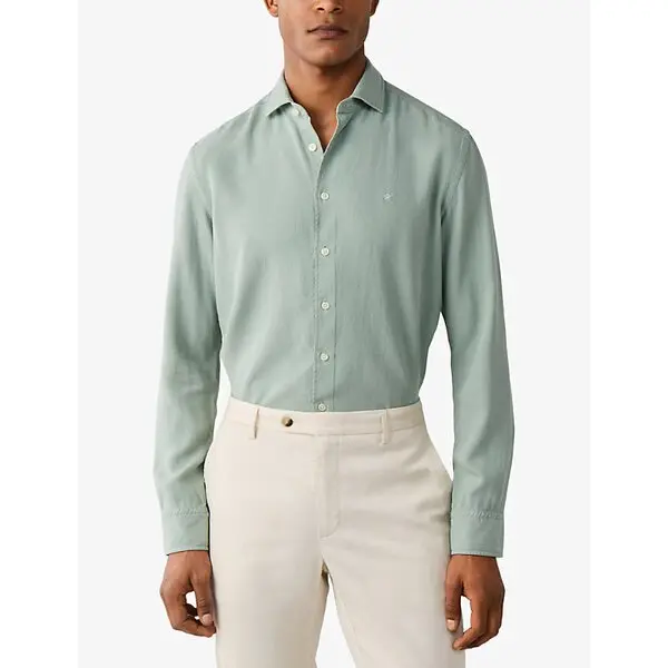 HACKETT  Textured Tailored-fit Cotton Shirt - Spring Green
