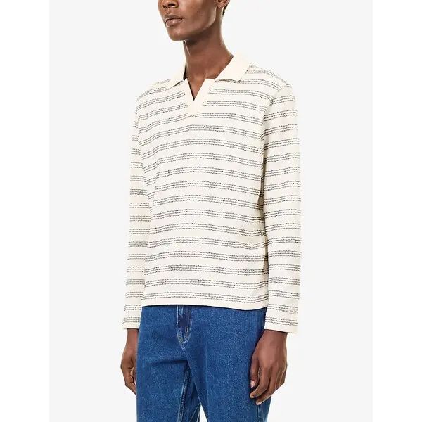 PERCIVAL Laurent Striped Cotton-knit Polo Top