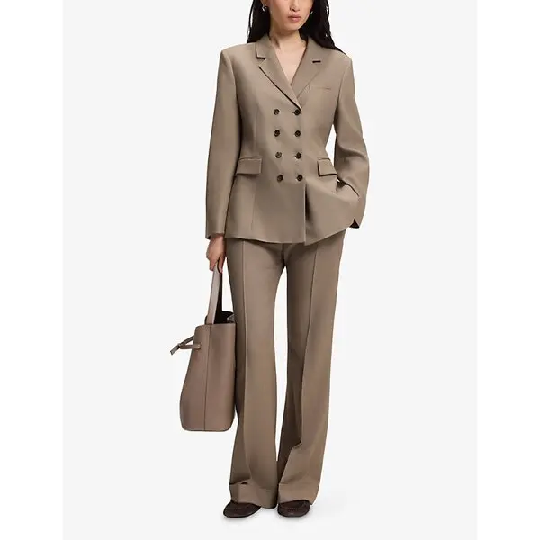 BOSS Double-breasted Slim-fit Gabardine-twill Blazer