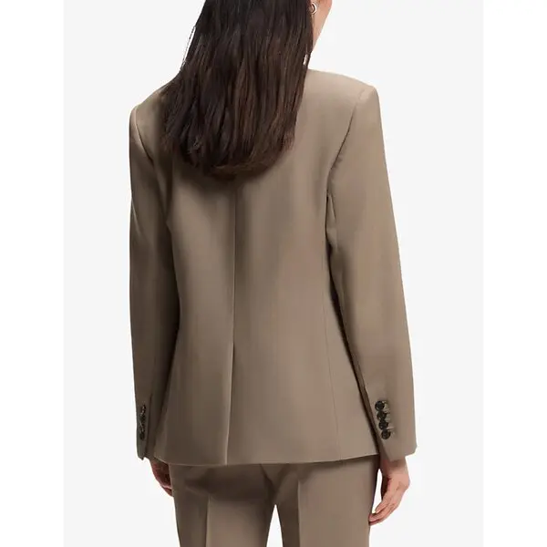 BOSS Double-breasted Slim-fit Gabardine-twill Blazer