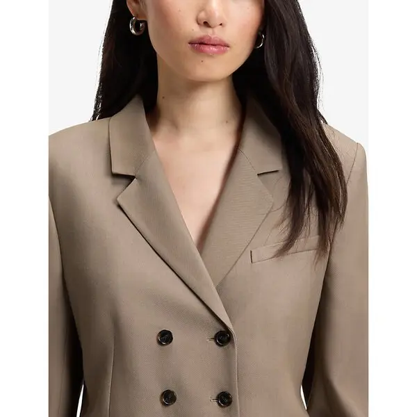 BOSS Double-breasted Slim-fit Gabardine-twill Blazer