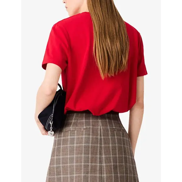 Maje Logo-embroide Relaxed-fit Cotton-jersey T-shirt - Red