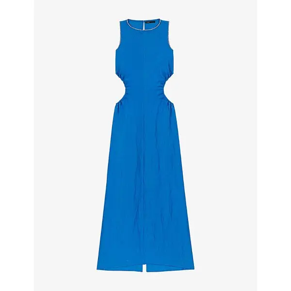 Maje Backless Linen-blend Midi Dress