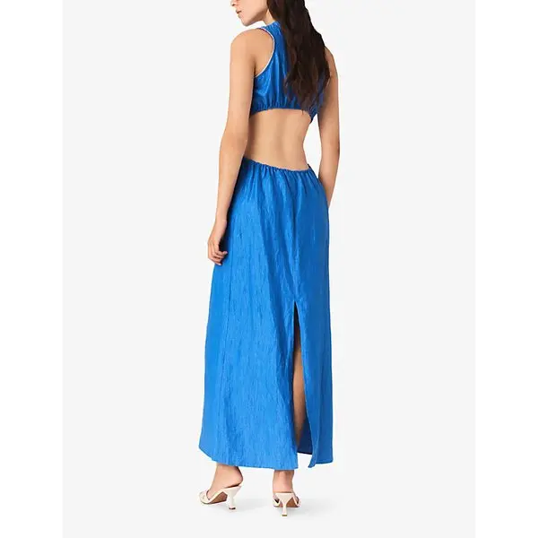 Maje Backless Linen-blend Midi Dress