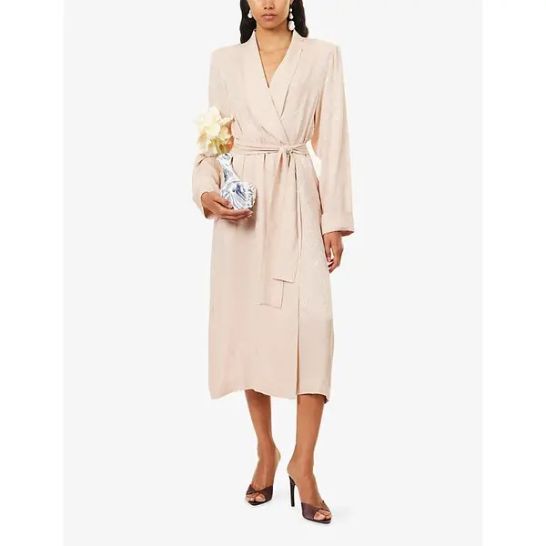 Alessandra Rich Jacquard Belted Silk Maxi Robe