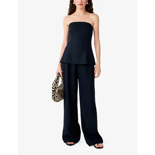 OMNES Etta Strapless Linen-blend Top